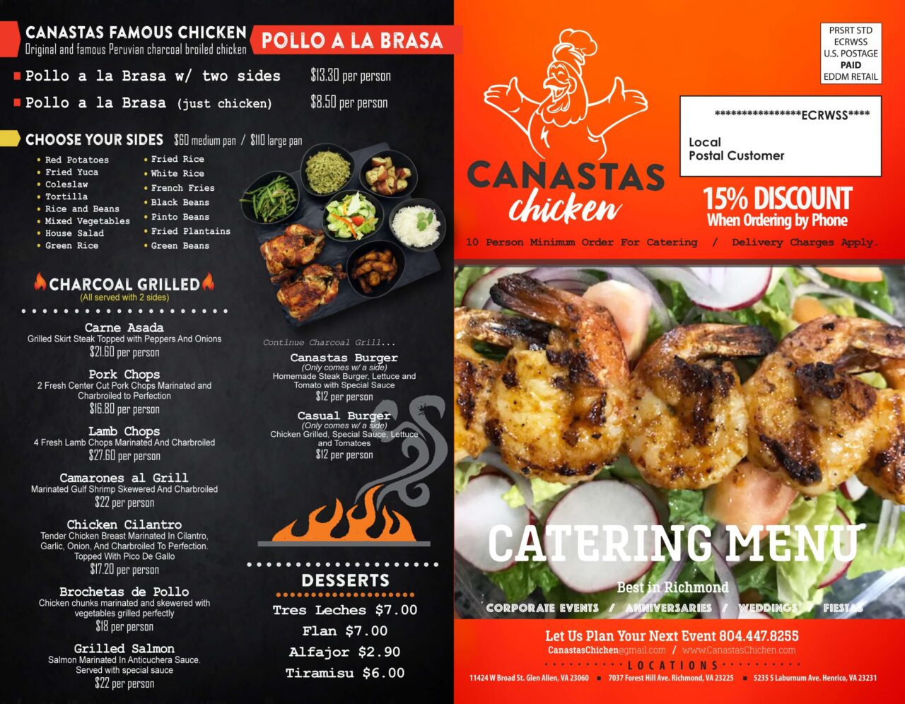 The Catering Menu - MY CURBSIDE MENU | CANASTAS CHICKEN