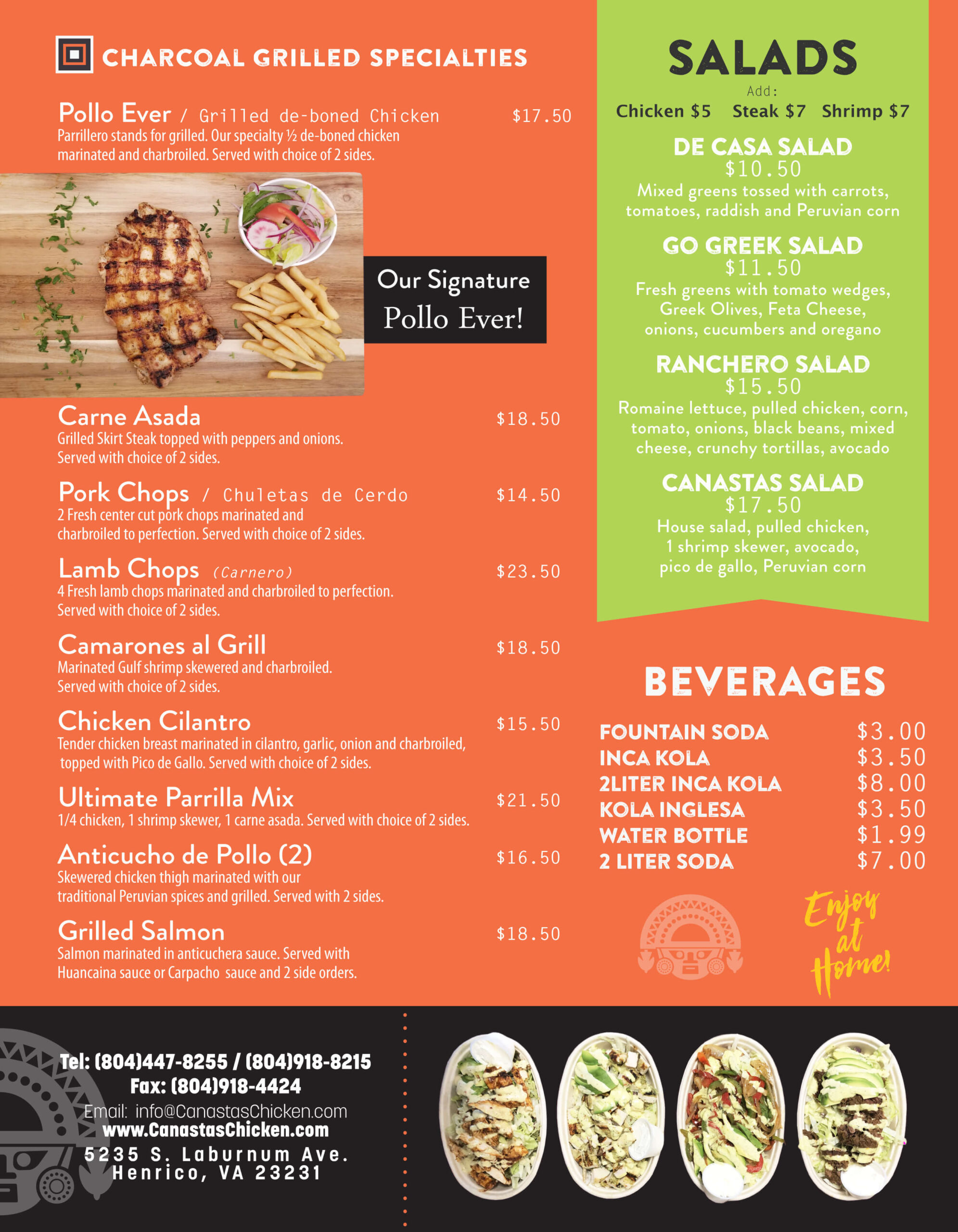 OUR MENU - MY CURBSIDE MENU | CANASTAS CHICKEN